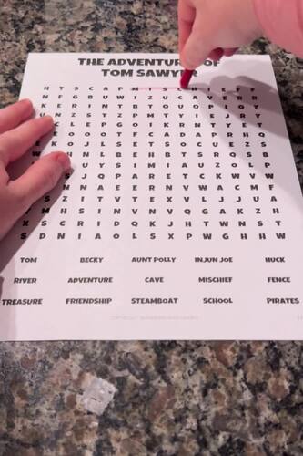 The Adventures of Tom Sawyer Word Search Mark Twain Literature Activity ...