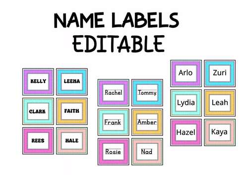 Printable Name Labels, Locker Labels, Mailbox labels, Bin Tags, Name Plates