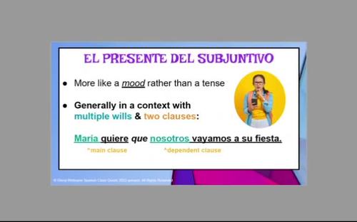 PRESENT SUBJUNCTIVE COMPLETE NOTES AND PRACTICE by Spanish Class Goods