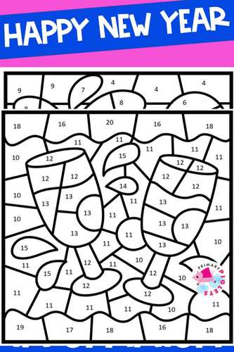 Spanish New Years Color by Number Code 1 to 20 Coloring Pages | TPT