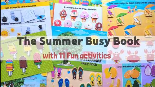 Summer Busy Book, Learning binder with 11 Activities by Little Ladoo