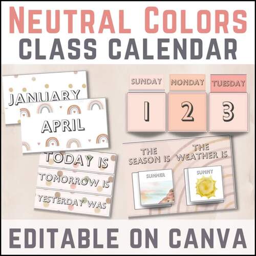 Calm Boho Neutral CLASS CALENDAR Display | Classroom Decor | Back to School