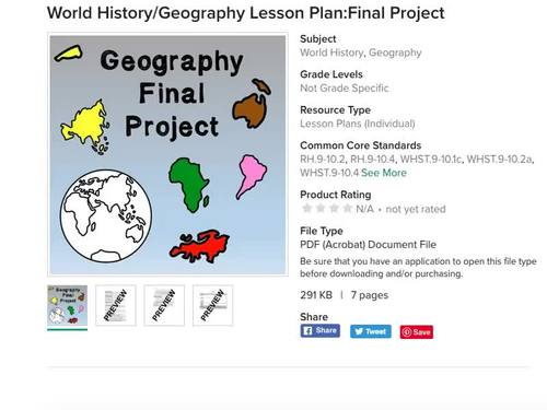 World History/Geography Lesson Plan:Final Project by Social Studies Studio