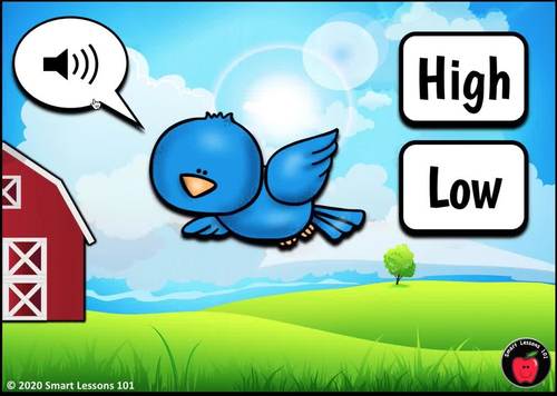 HIGH LOW Opposites Animal Sound BOOM CARDS™ Music High Low Game ...