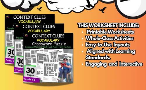 Context Clues January Crossword Puzzle Activities 4th,5th,6th,7th,8th ...
