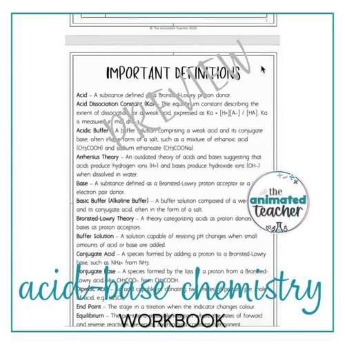 Acids and Bases Worksheet Bundle High School Chemistry by The Animated ...