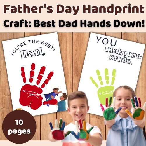 DOLLAR DEAL Fathers Day Handprint Keepsake-Best Dad Hands Down! Fathers ...