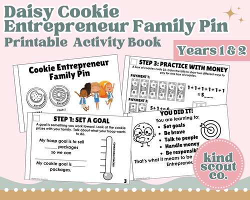 Daisy Cookie Entrepreneur Family Pin | Girl Scout Cookies Activity at Home