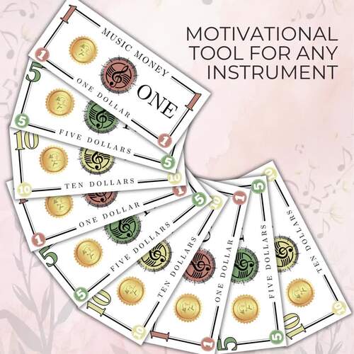 Music Practice Money Reward Bucks, Incentive for Piano Orchestra Band ...