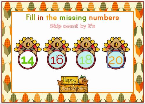 Thanksgiving Math Skip Counting by 2's Numbers to 100 Boom Cards 1st ...