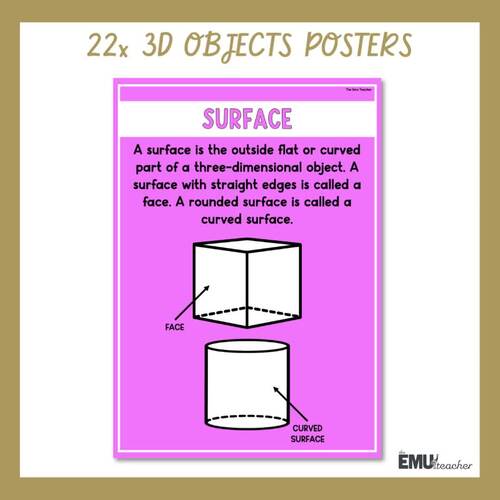 3D Objects / 3D Shapes Posters Brights Key Vocabulary Features Types