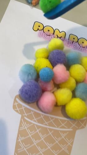 Fine Motor Pom Pom Activity with Checklist Ice-Cream Cone by neurocafe