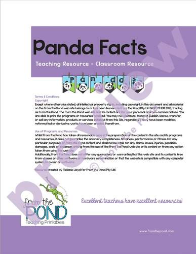 Panda Writing Activity | Classroom Fact Banner by From the Pond | TPT