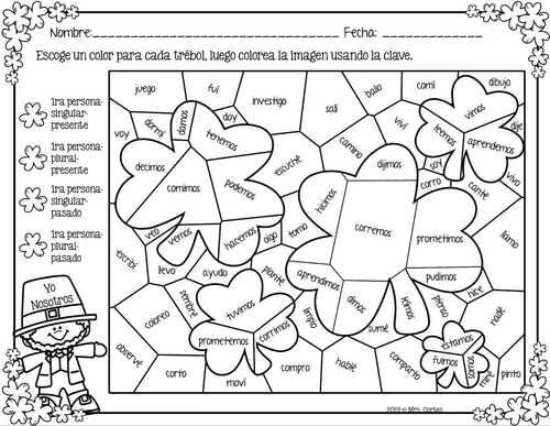 CONJUGACIÓN DE VERBOS- SAN PATRICIO- Colorea con la clave by mrscortes
