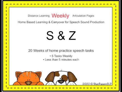 WEEKLY Articulation Pages for S & Z by Speech Hamster | TPT
