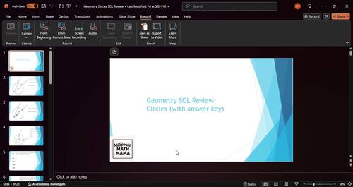 Geometry SOL Review: Circles Practice by MilSpouse Math Mama | TPT