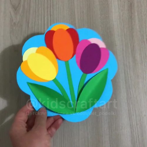 Tulips Craft Greetings Mothers day Card Spring Flower Crafts for Mom ...