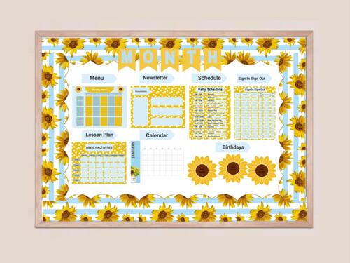 Sunflower Bulletin Board Bundle With Posters PDF Printable And Canva Links
