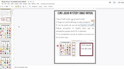 Spanish - Game - Lotería Bingo - States of Matter - Dual Language - Ciencia