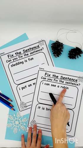 Winter Sentence Activities Kindergarten Sentence Structure Activities ...