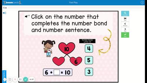 Valentine's Day Number Bonds within 10 | Boom Cards™ by My Teaching Story
