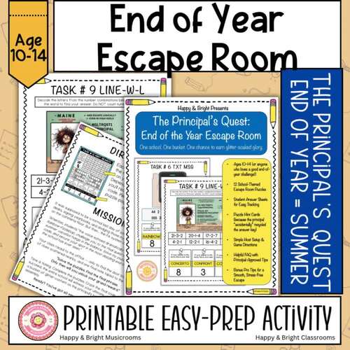 End of Year Escape Room for Middle School, End-of-Year Printable Code ...