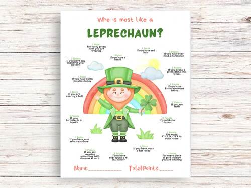 Who Is Most Like a Leprechaun, St. Patrick's Day Games, Fun Activity ...
