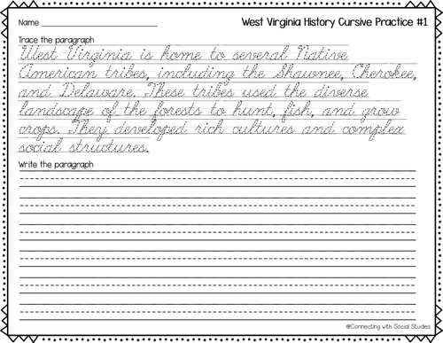 West Virginia Social Studies Cursive Practice by Connecting with Social ...