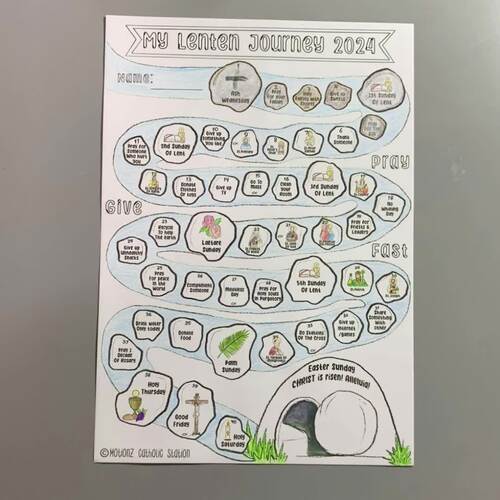 40 Days Of Lenten Journey to Easter Countdown Calendar Colouring Lent ...