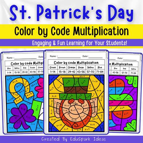 Color by Code Multiplication - St. Patrick’s Day Themed Math Worksheets