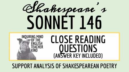 Shakespeare's Sonnet 146 Close Reading Analysis Worksheet (Printable)