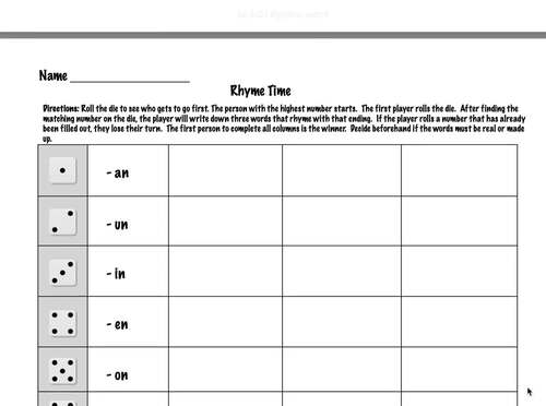 Rhyming Words and Activities - Rhyming Worksheets and Game by Big Ideas ...