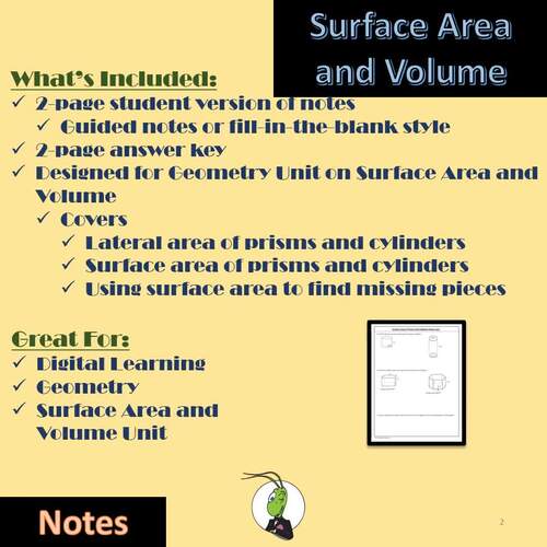 Surface Area of Prisms and Cylinders Geo Guided Notes Surface Area and ...