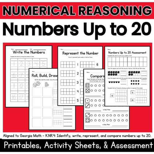 Numbers Up to 20 - Practice & Assessment - Kindergarten K.NR.4 | TPT