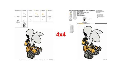 WALL-E and EVE adorable robots machine embroidery designs - Instant ...