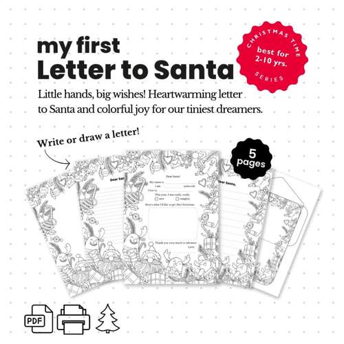 Dear Santa Letter – Printable Christmas Activity for Kids (Instant ...