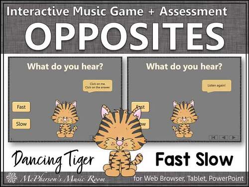 Tempo Fast Slow Interactive Music Game and Assessment {Dancing Tiger}