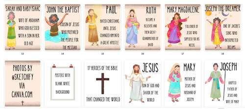 17 People/Heroes of the Bible Classroom Posters Printable | TPT