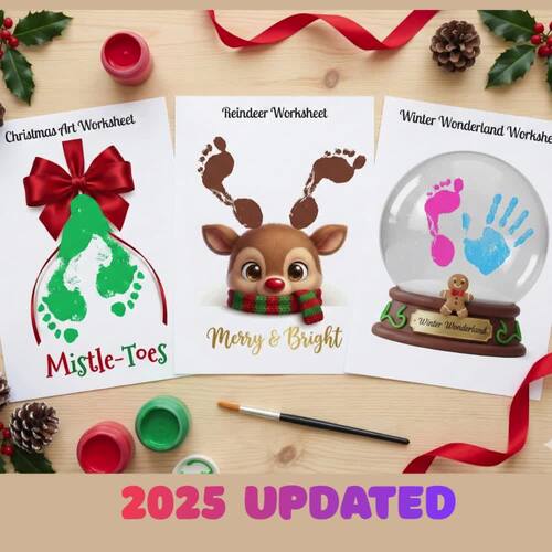 Christmas Handprint&Footprint Art Bundle 2025 | Parent Gifts | December ...