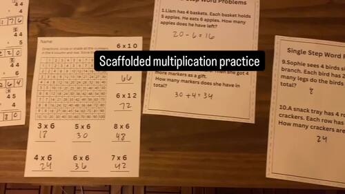 Scaffolded Multiplication Special Education Math Worksheets with 4,5,6 ...
