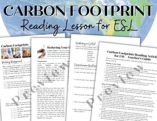 Adult ESL Reading Passage and Comprehension Activities - Carbon Footprint