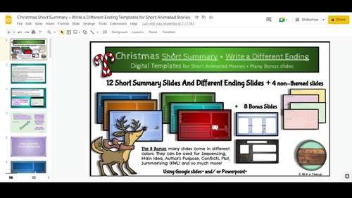 Christmas Writing Short Summary + Diff Ending Digital Templates for ...