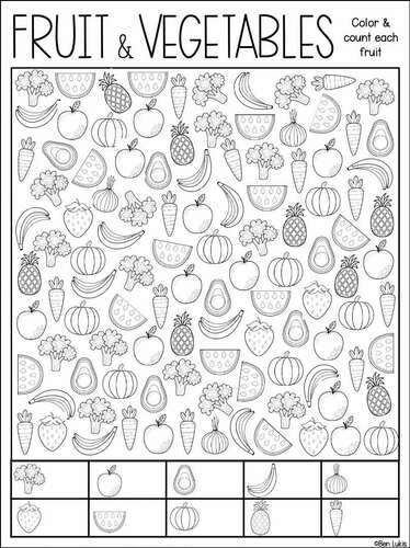 Counting & Graphing Fruit and Vegetables, Healthy Eating Math Number ...