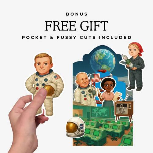 Space Race & Moon Landing Historic Watercolor Clipart by Ikota Design