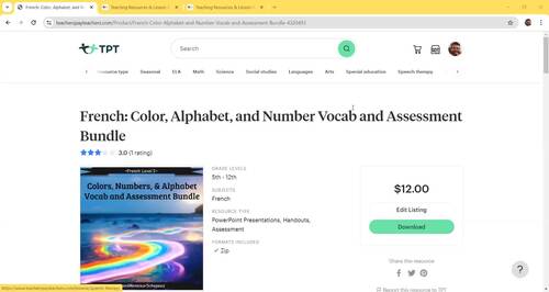 French: Color, Alphabet, and Number Vocab and Assessment Bundle | TPT
