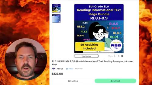 RI.8.1-8.9 BUNDLE 8th Grade Informational Text Reading Passages ...