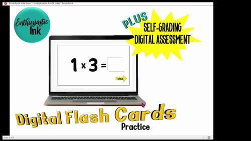 Digital Multiply Flash Cards Bundle Self-Grading Assessment x1-x10