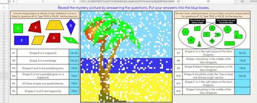 Digital Math Pixel Art | Mystery Picture 4th Grade 4.G.2 Classifying Shapes