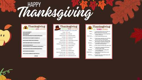 Thanksgiving Fun and Festive Activities for Kids, Adults Charades Trivia