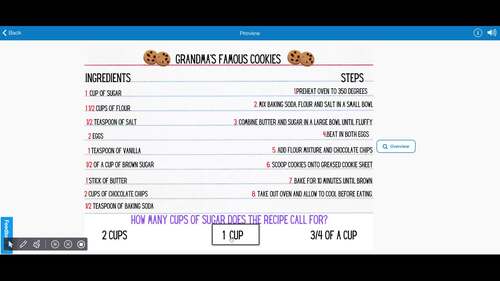 Cookie Recipe Reading Comprehension by Miss M's Unique Learners | TPT
